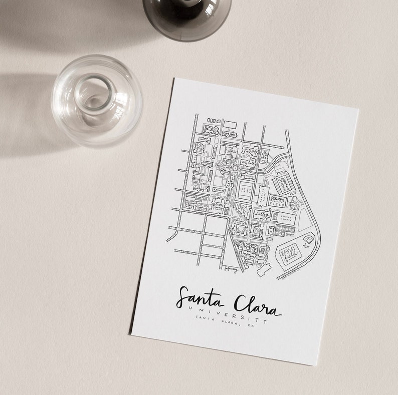 Santa Clara University Campus Map Print - Etsy