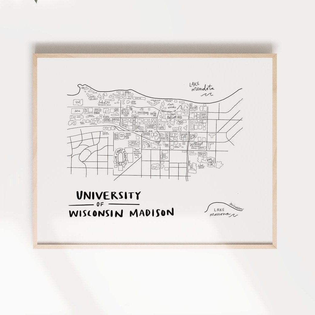 University of Wisconsin Madison Campus Map Print - Etsy