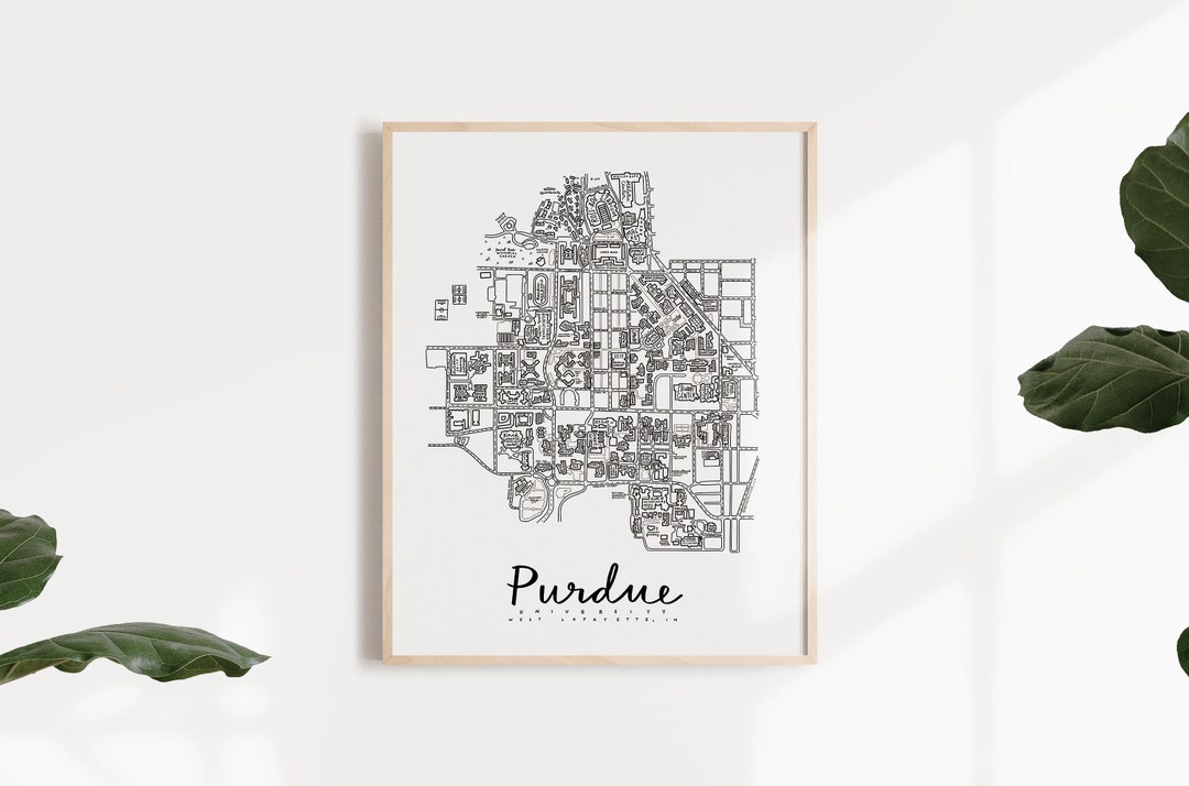 Purdue University Campus Map Print - Etsy