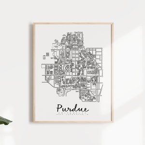 Purdue University Campus Map Poster - Etsy