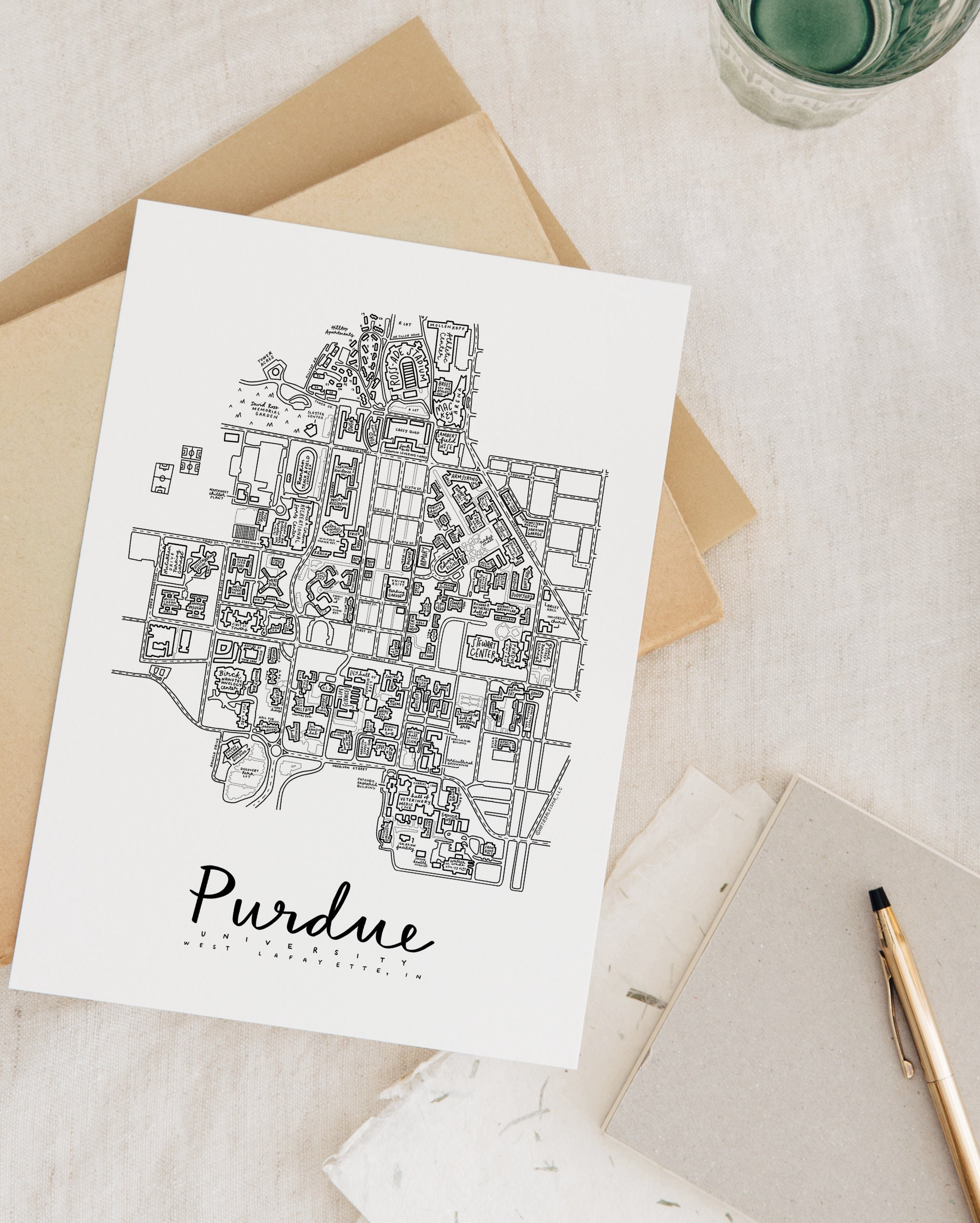 Purdue University Campus Map Print - Etsy