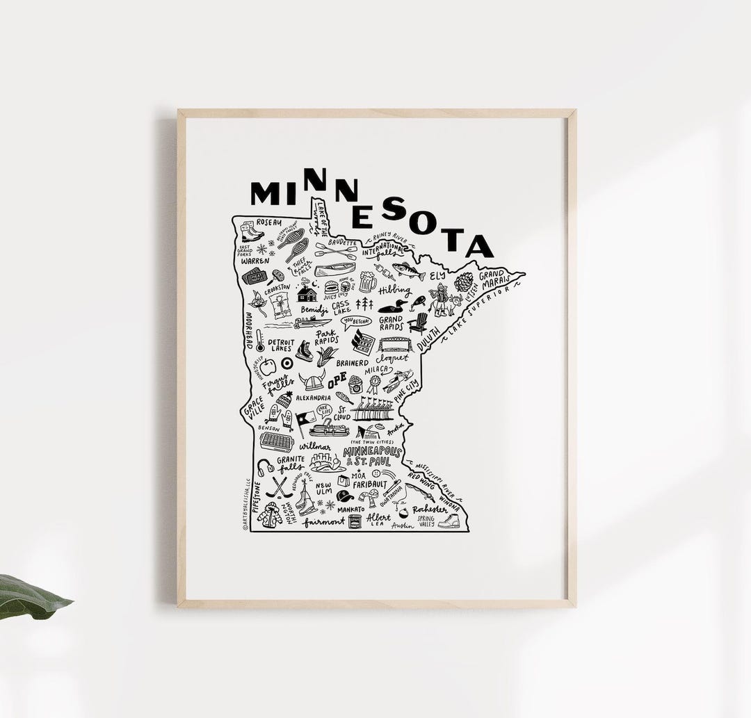 Minnesota State Map Print - Etsy