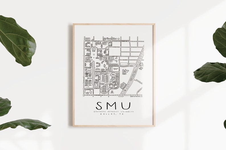 SMU (southern Methodist University) Campus Map Print - Etsy