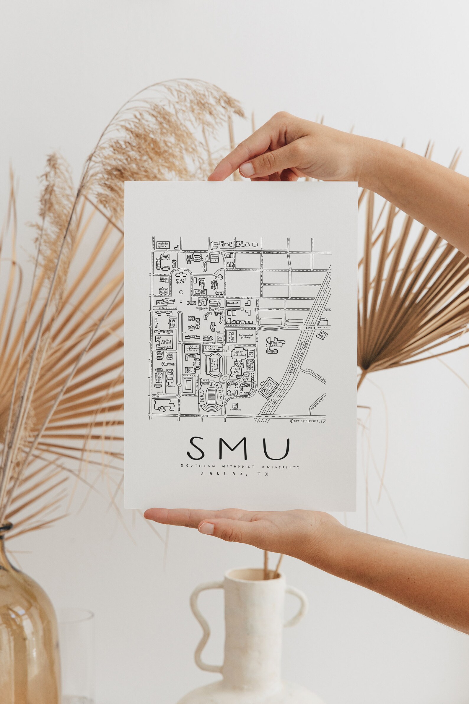 SMU (southern Methodist University) Campus Map Print - Etsy