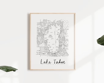 Lake Tahoe Map Instant Download Printable Travel Gift California ...