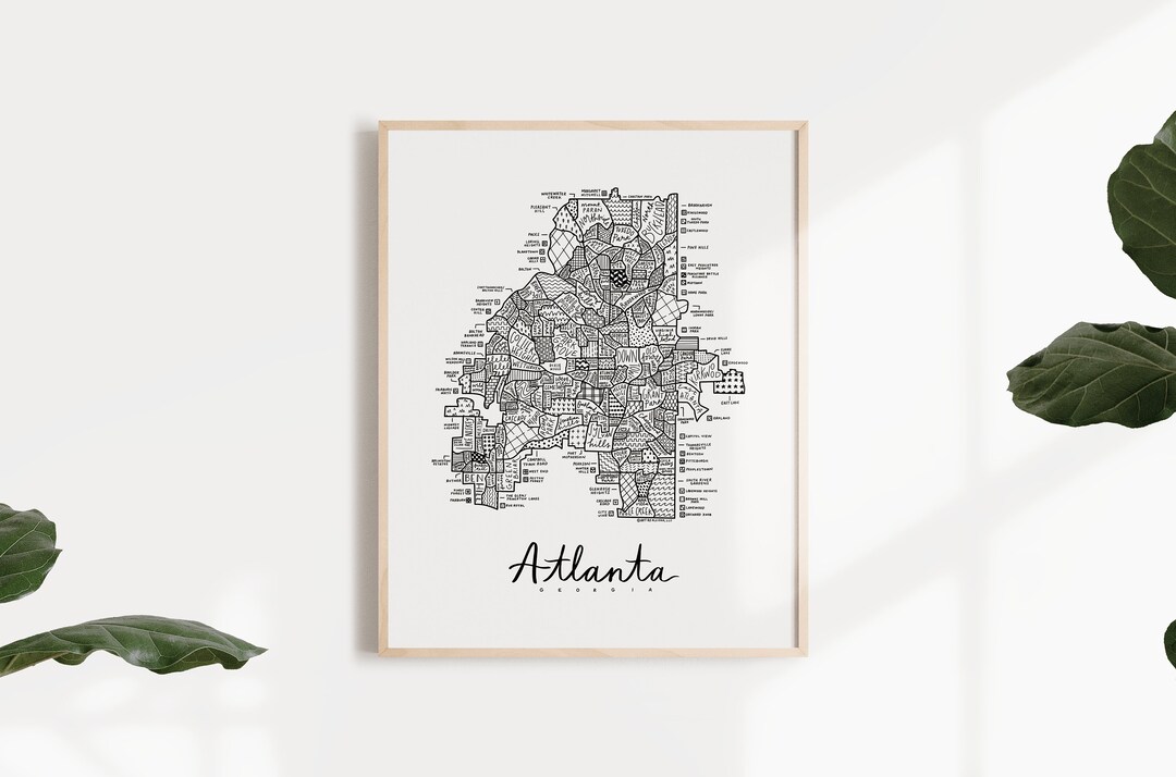 Atlanta, Georgia Neighborhood Map Print - Etsy