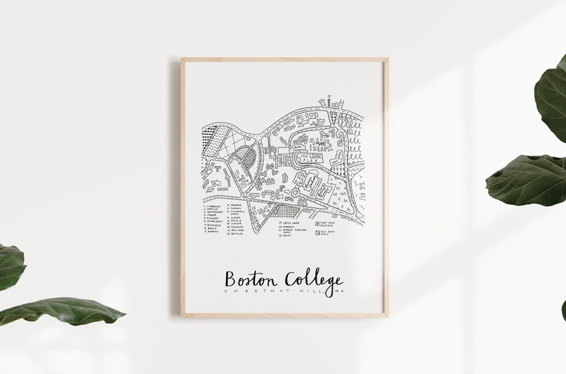 Boston College (chestnut Hill) Campus Map Print - Etsy