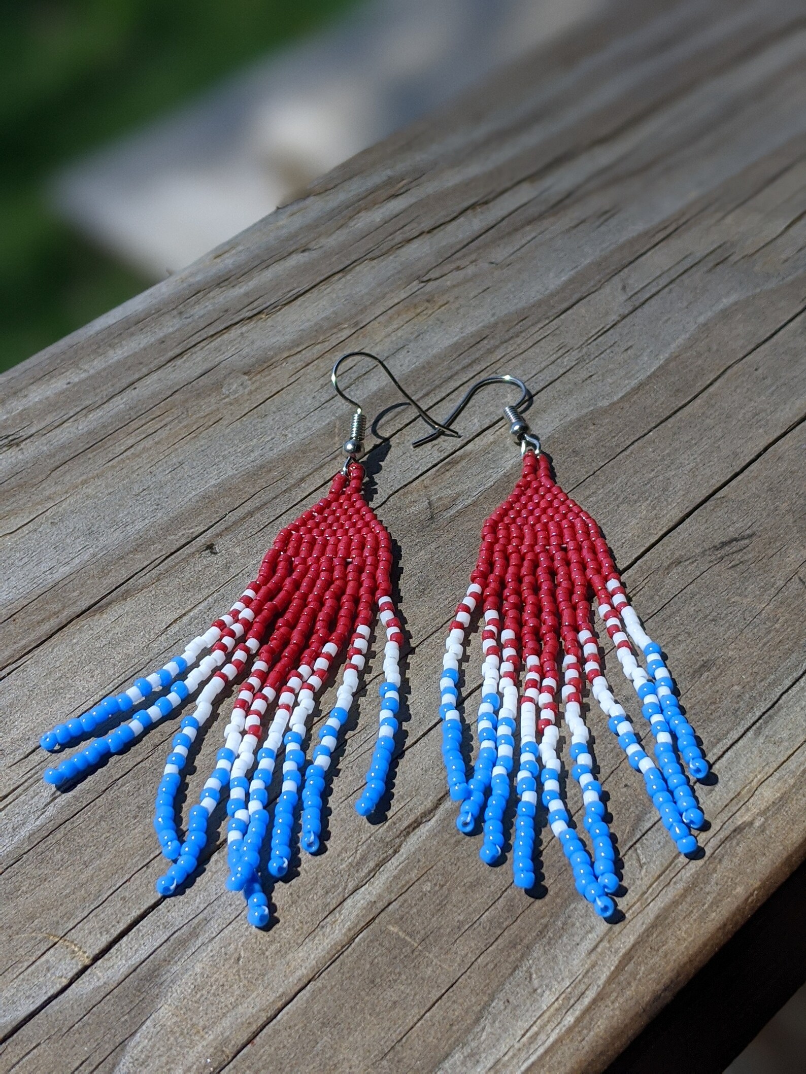 Beaded Fringe Earrings - Etsy