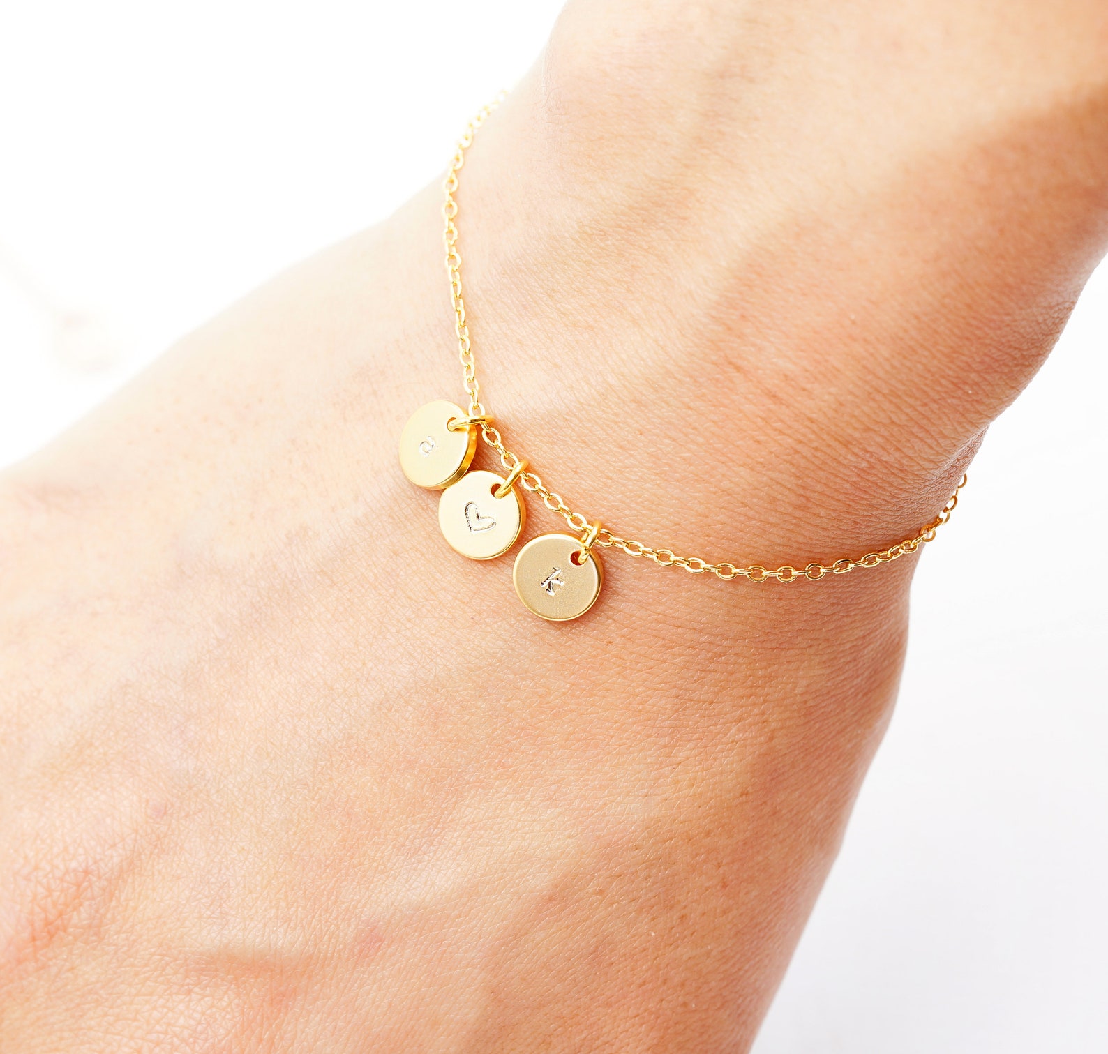 Custom Initials Bracelet Personalized Disc Bracelet | Etsy