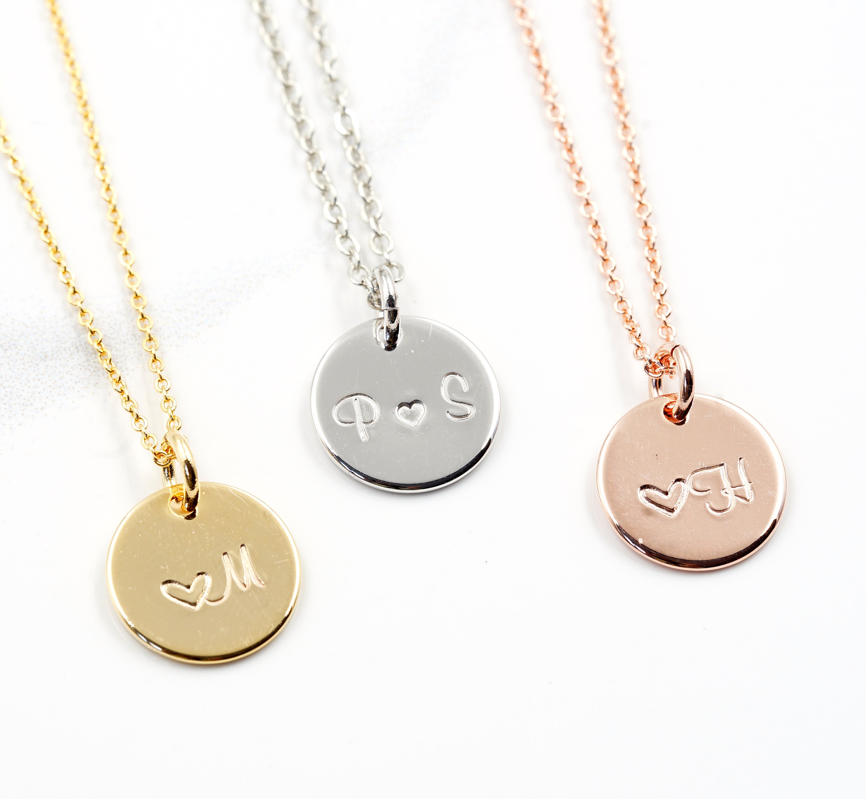 Initial Disc Necklace Gold Circle Personalized Initial | Etsy