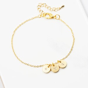 Custom Initials Bracelet, Personalized Disc Bracelet, Bridesmaid Bracelet, Gift for Bridesmaid ...