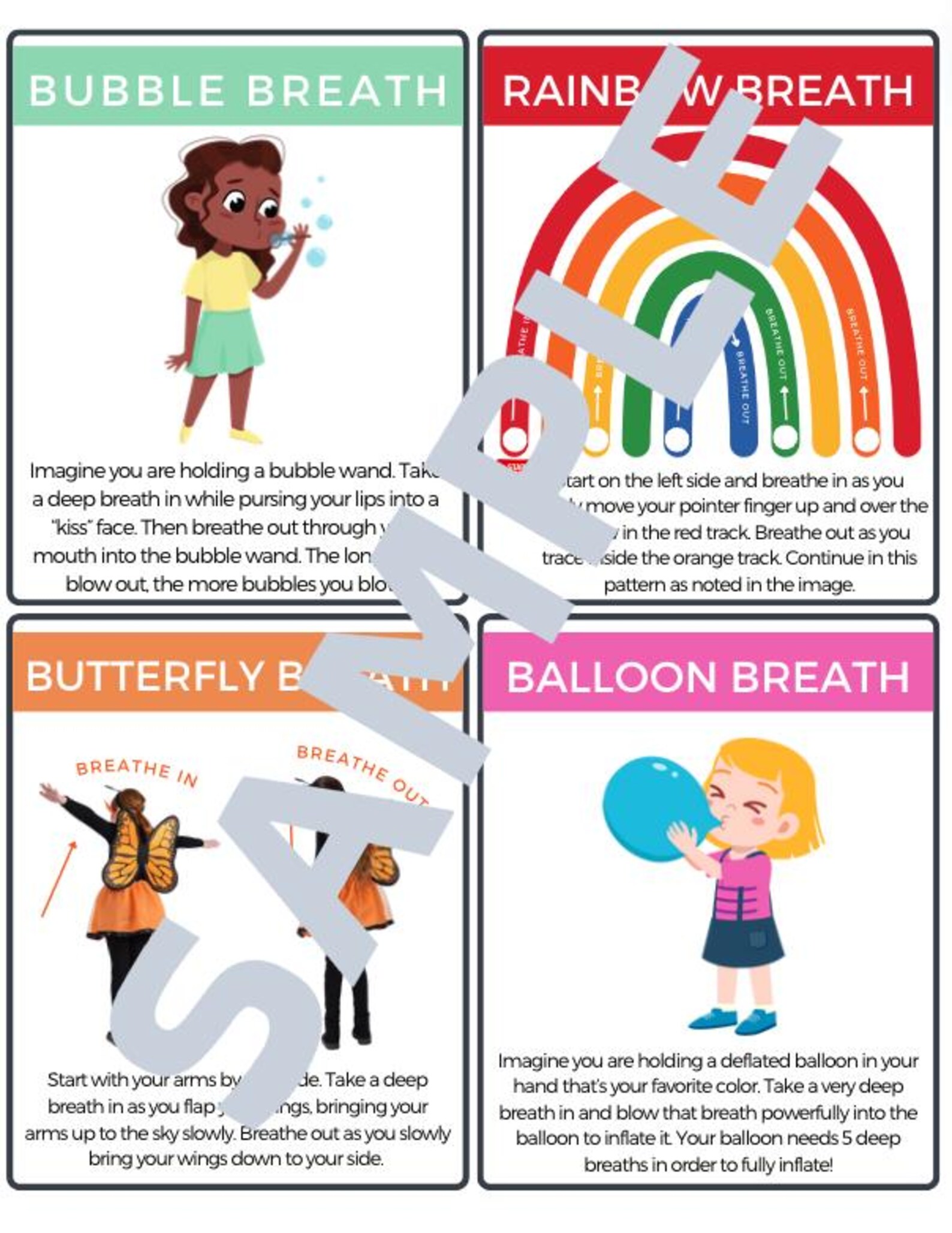 Breathing Cards- Printable Breathing Pattern Activities for Self ...
