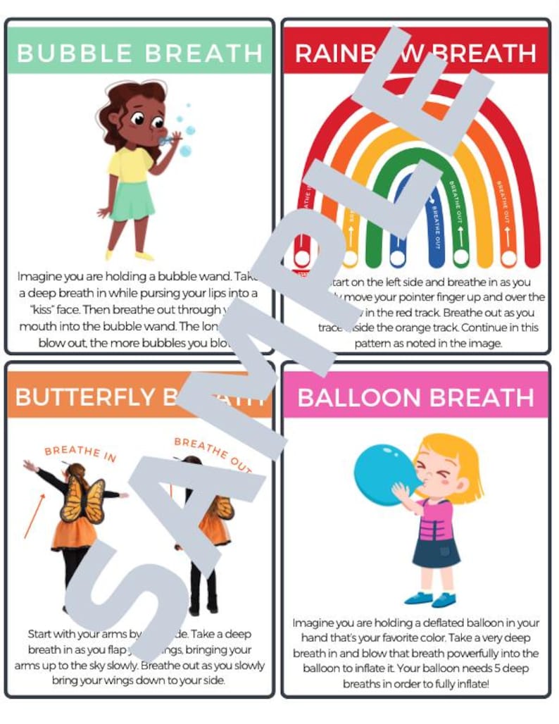 Breathing Cards- Printable Breathing Pattern Activities for Self ...