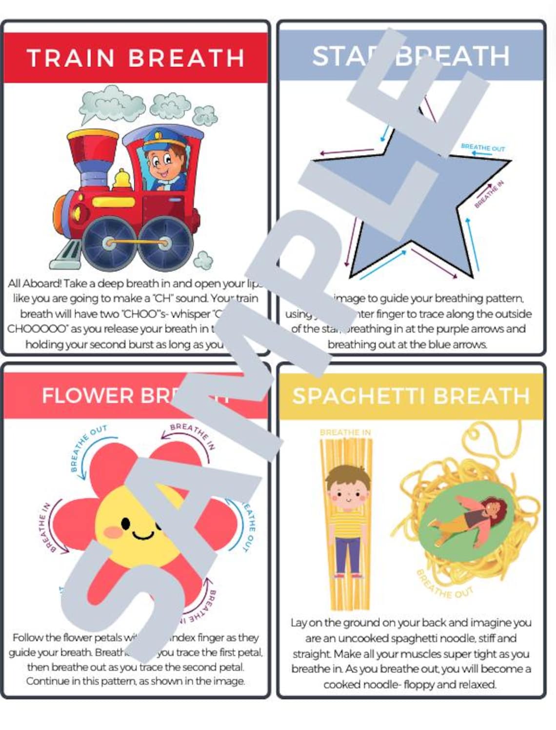 Breathing Cards- Printable Breathing Pattern Activities for Self ...