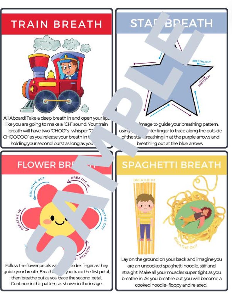 Breathing Cards- Printable Breathing Pattern Activities for Self ...
