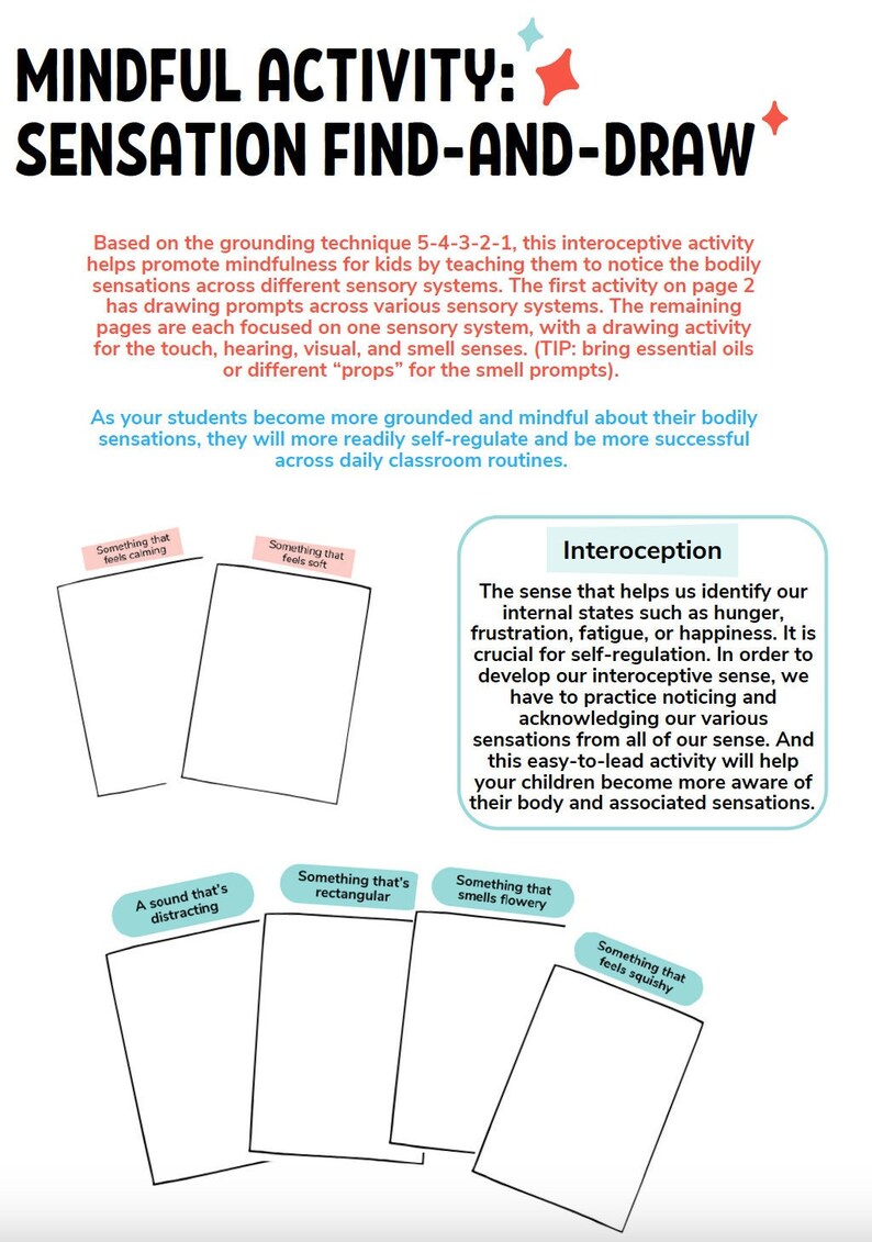 Mindful Interoception Drawing Activity - Etsy