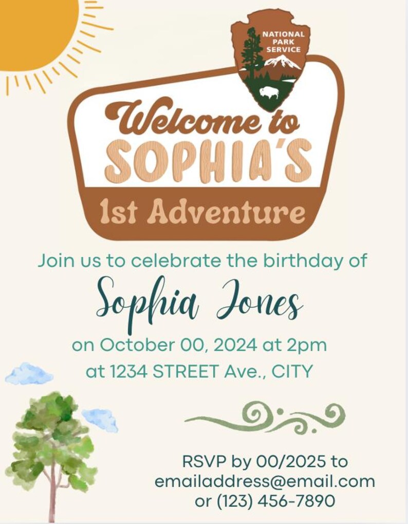National Park-themed Birthday Invitation Made-to-order Digital File - Etsy