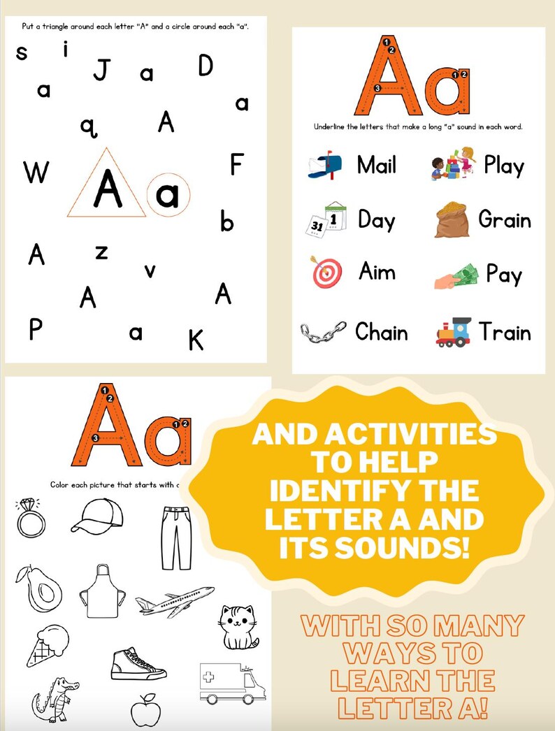 The Letter A Practice Worksheet Packet - Etsy