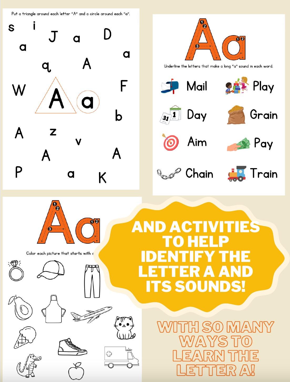 The Letter A Practice Worksheet Packet - Etsy