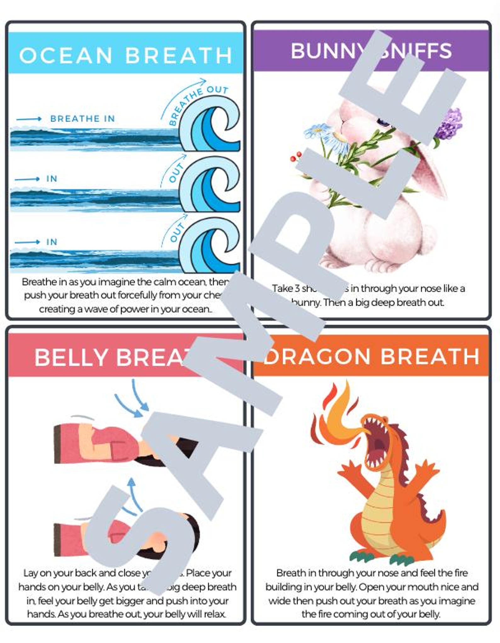 Breathing Cards- Printable Breathing Pattern Activities for Self ...