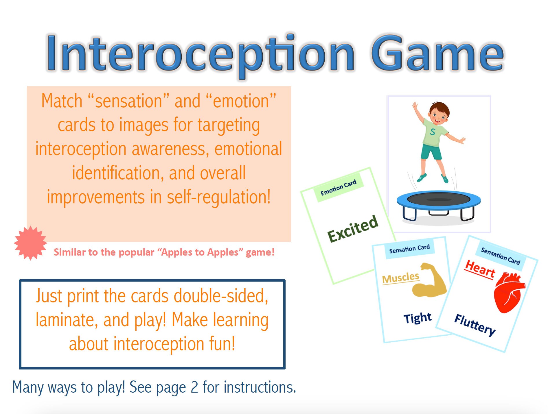 Interoception Card Game - Etsy