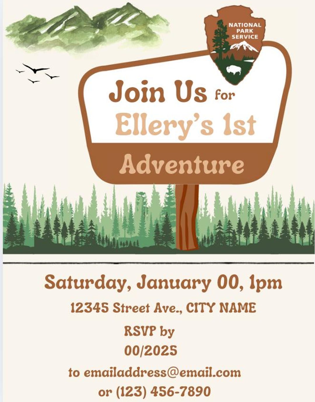 National Park-themed Birthday Invitation Made-to-order Digital File - Etsy