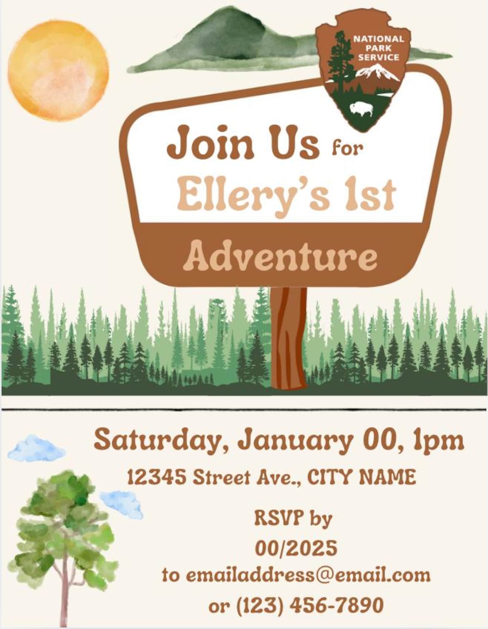 National Park-themed Birthday Invitation Made-to-order Digital File - Etsy