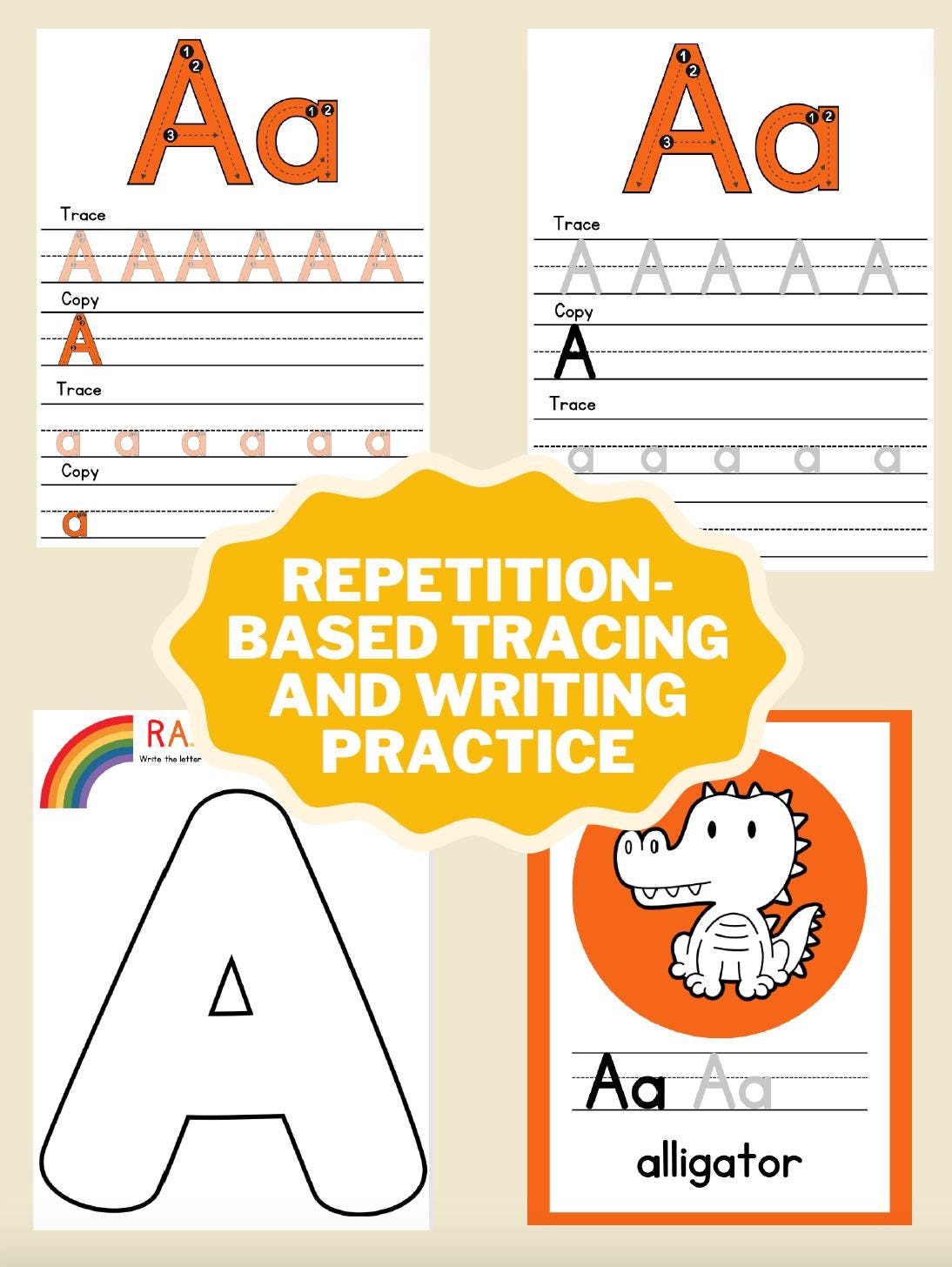 The Letter A Practice Worksheet Packet - Etsy