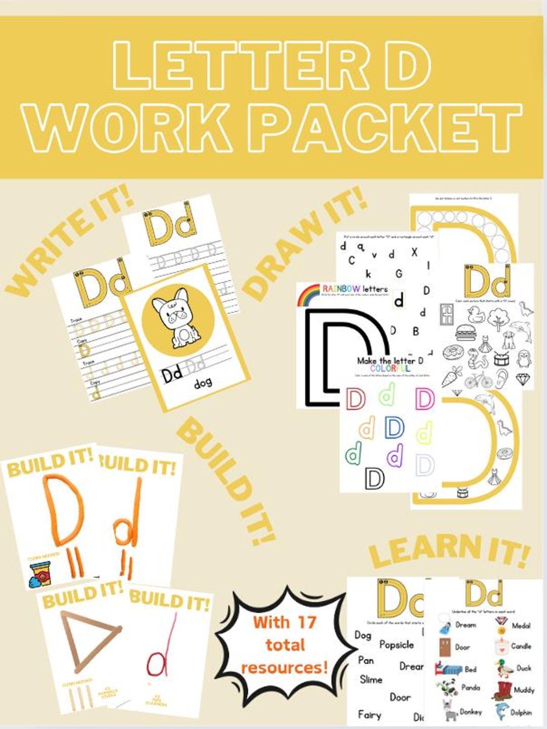 Letter D Practice Work Packet - Etsy