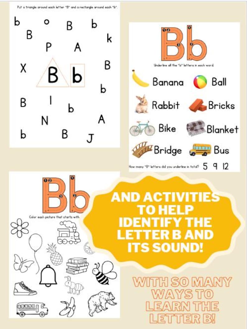 Letter B Practice Work Packet - Etsy