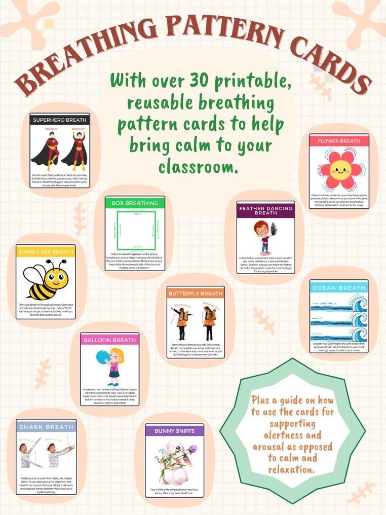 Breathing Cards- Printable Breathing Pattern Activities for Self ...