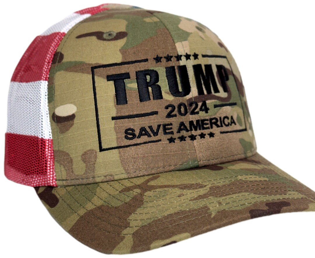 Trump 2024 Save America Trucker Hat Adjustable Snapback Multicam Stars ...