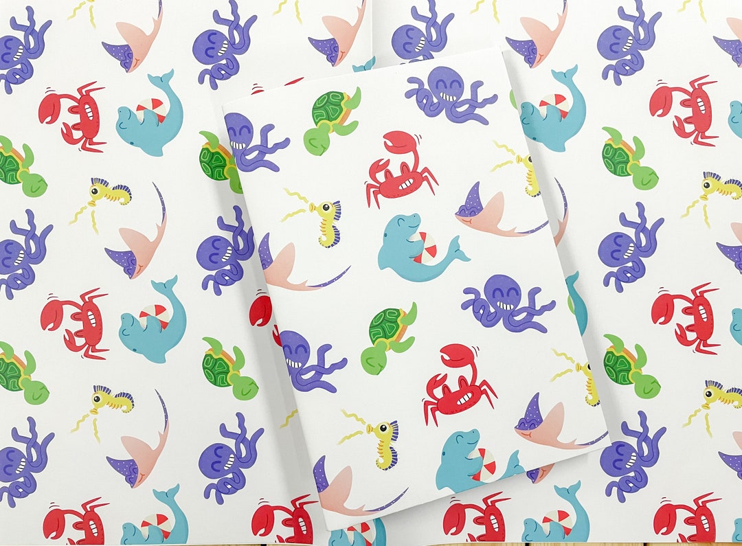 Sea Creatures Wrapping Paper Fish Dolphin Octopus - Etsy