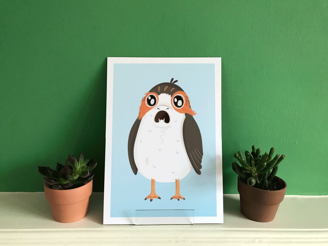Porg Parody Art Print Illustrated Puffin A5 / A4 - Etsy