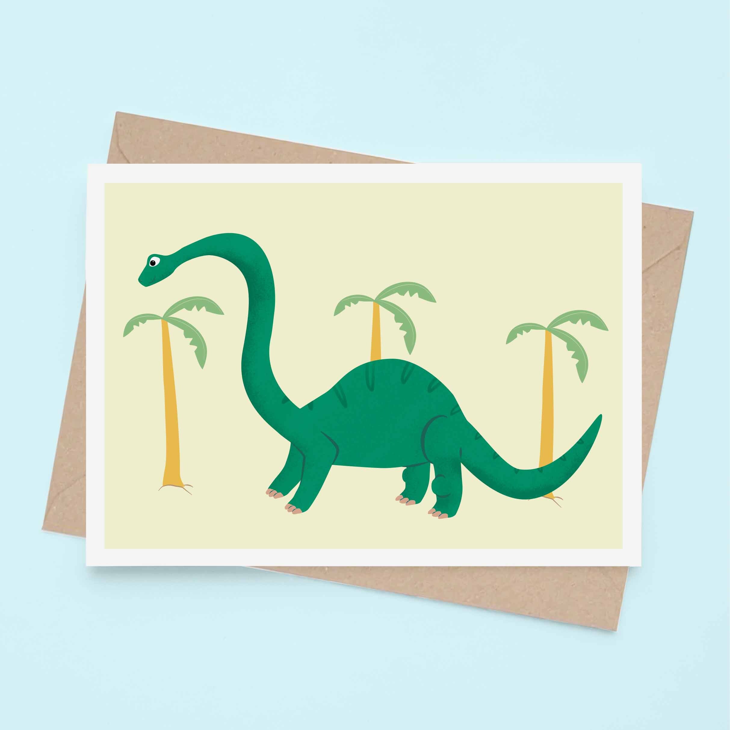 Brontosaurus A6 Greetings Card. Dinosaur Illustrated - Etsy
