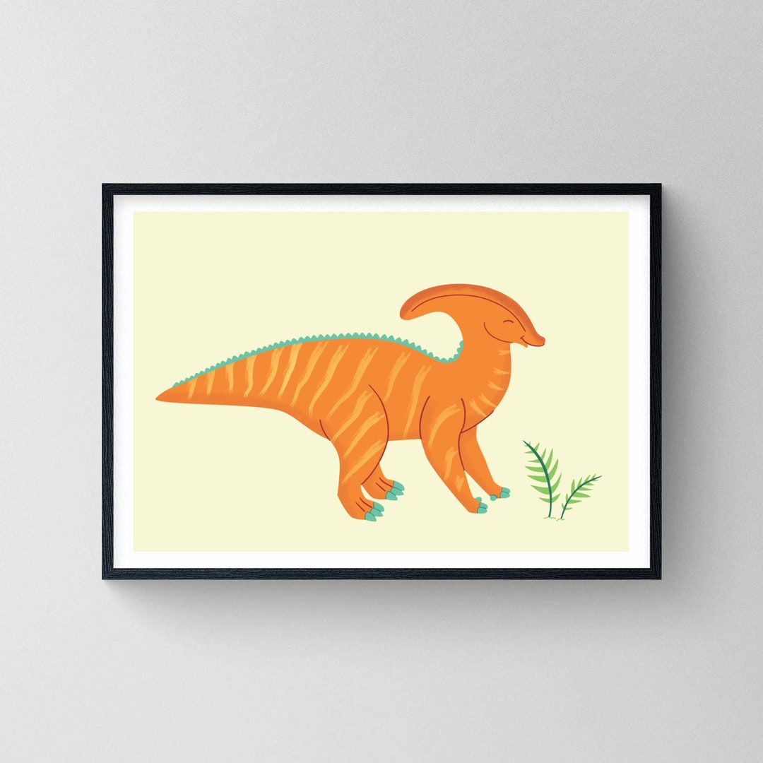 Parasaurolophus Art Print | Dinosaur Illustration, Kids Wall Decor - Etsy