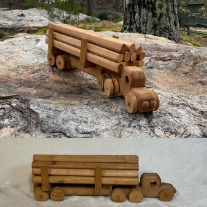 Vintage 7 Piece Set Log Tractor Trailer Wood Toy and Cars Set - Etsy