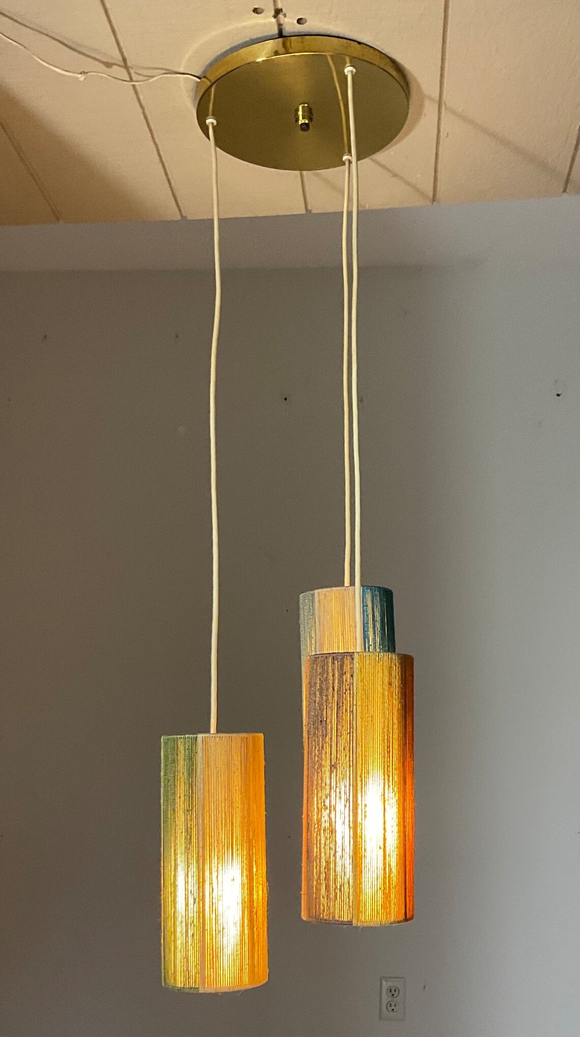Vintage 50s 60s Mid-century Triple, Multiple Color Yarn String Shades ...