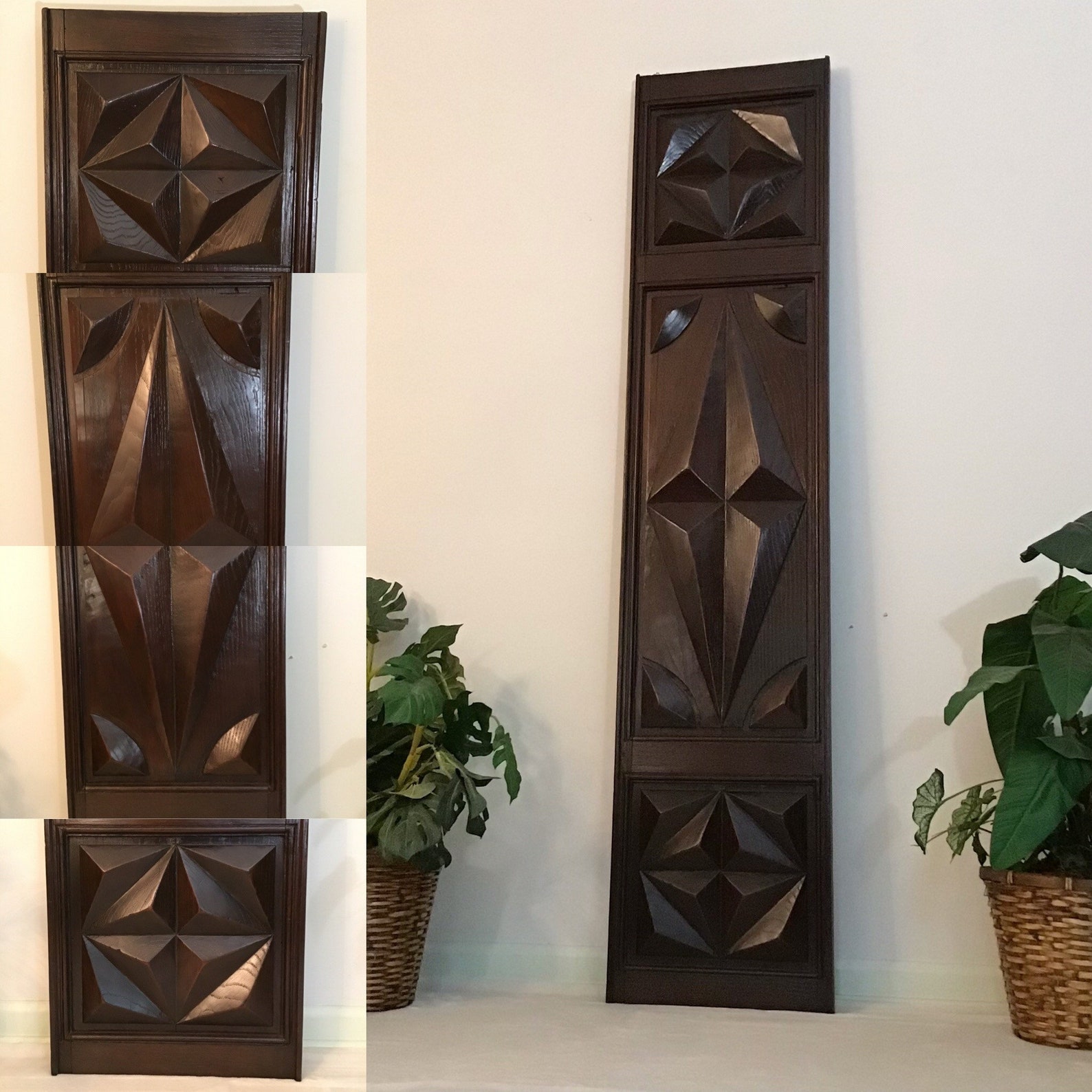 Pair of 19th Century Chestnut Wall Panel Decor With Raised - Etsy