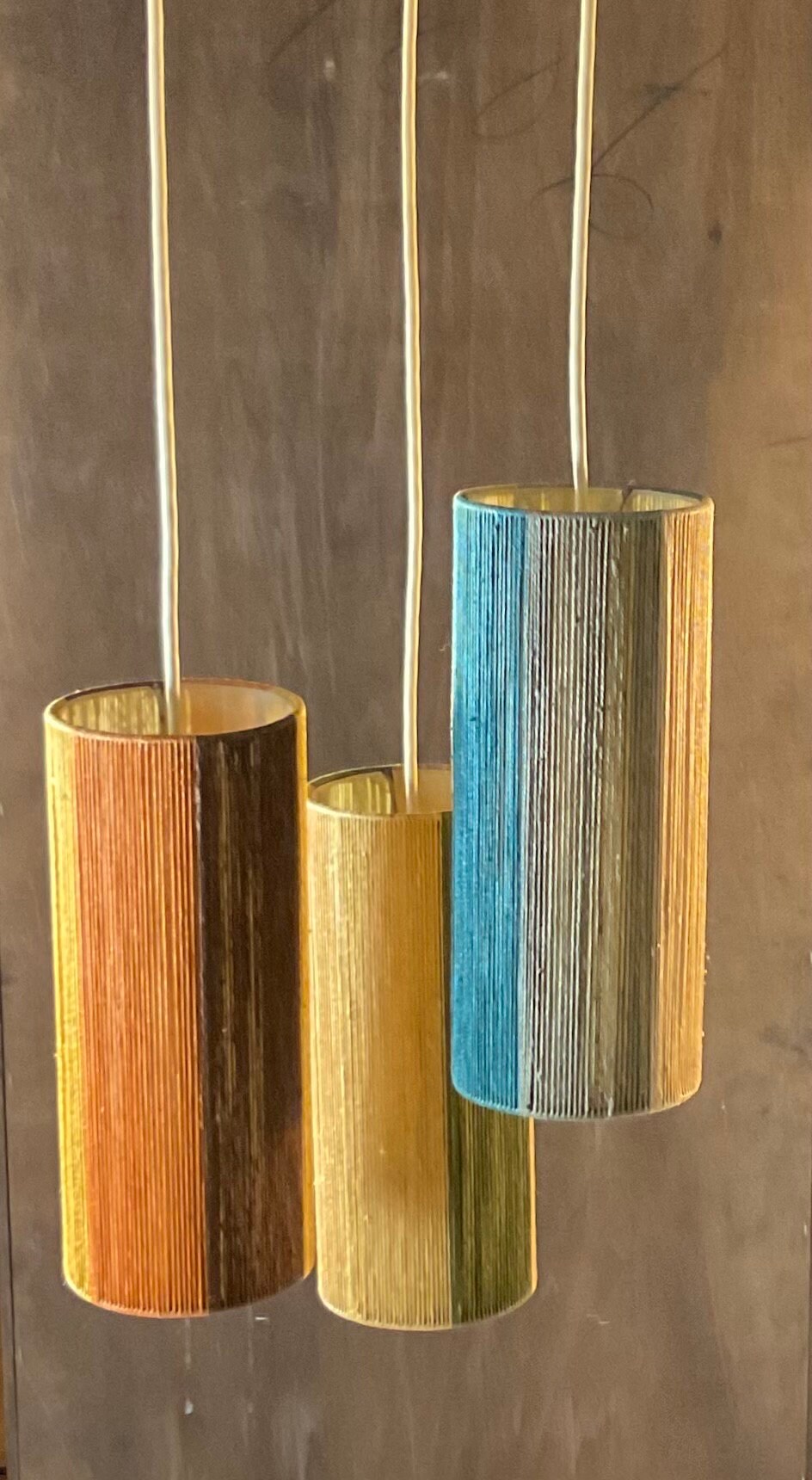 Vintage 50s 60s Mid-century Triple, Multiple Color Yarn String Shades ...