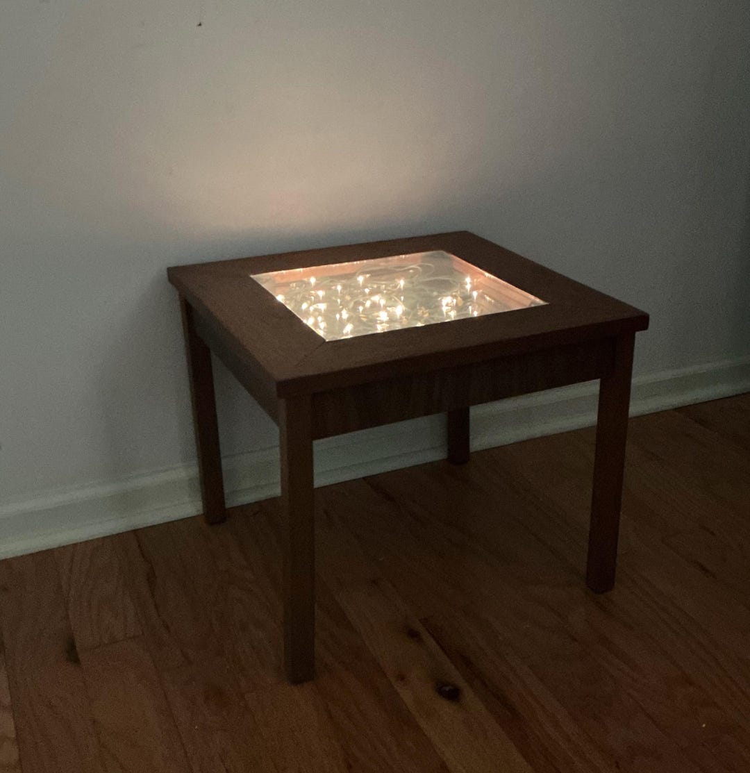 Vintage MCM Infinity LED End Table Accent Side Walnut Table, Circa ...