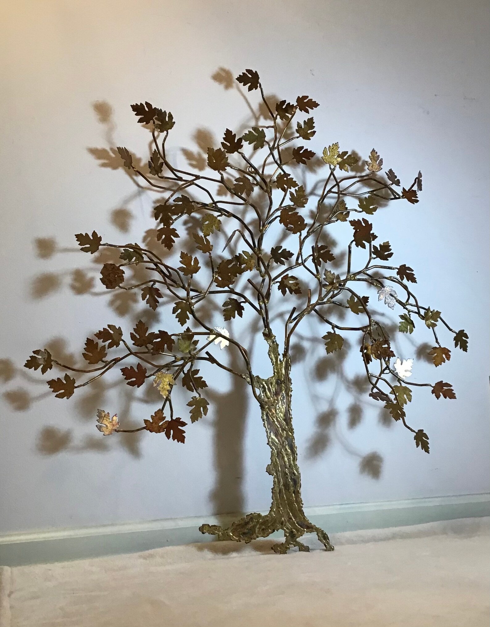 Mid Century Modern Substantial Brass Tree Metal Art Sculpture in the ...