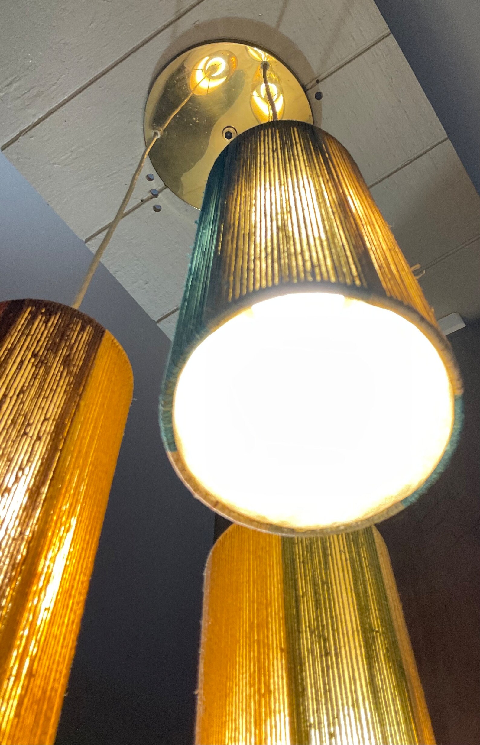 Vintage 50s 60s Mid-century Triple, Multiple Color Yarn String Shades ...