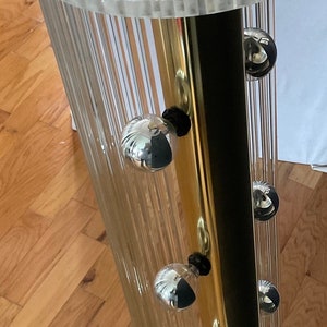 Mid Century Luxury Long Glass Rod and Brass Cylinder Chandelier ...