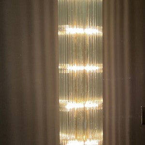 Mid Century Luxury Long Glass Rod and Brass Cylinder Chandelier ...