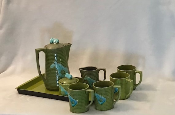 Vintage Ceramic 70s Tea Serving Set With Pear Fruit Design | Etsy