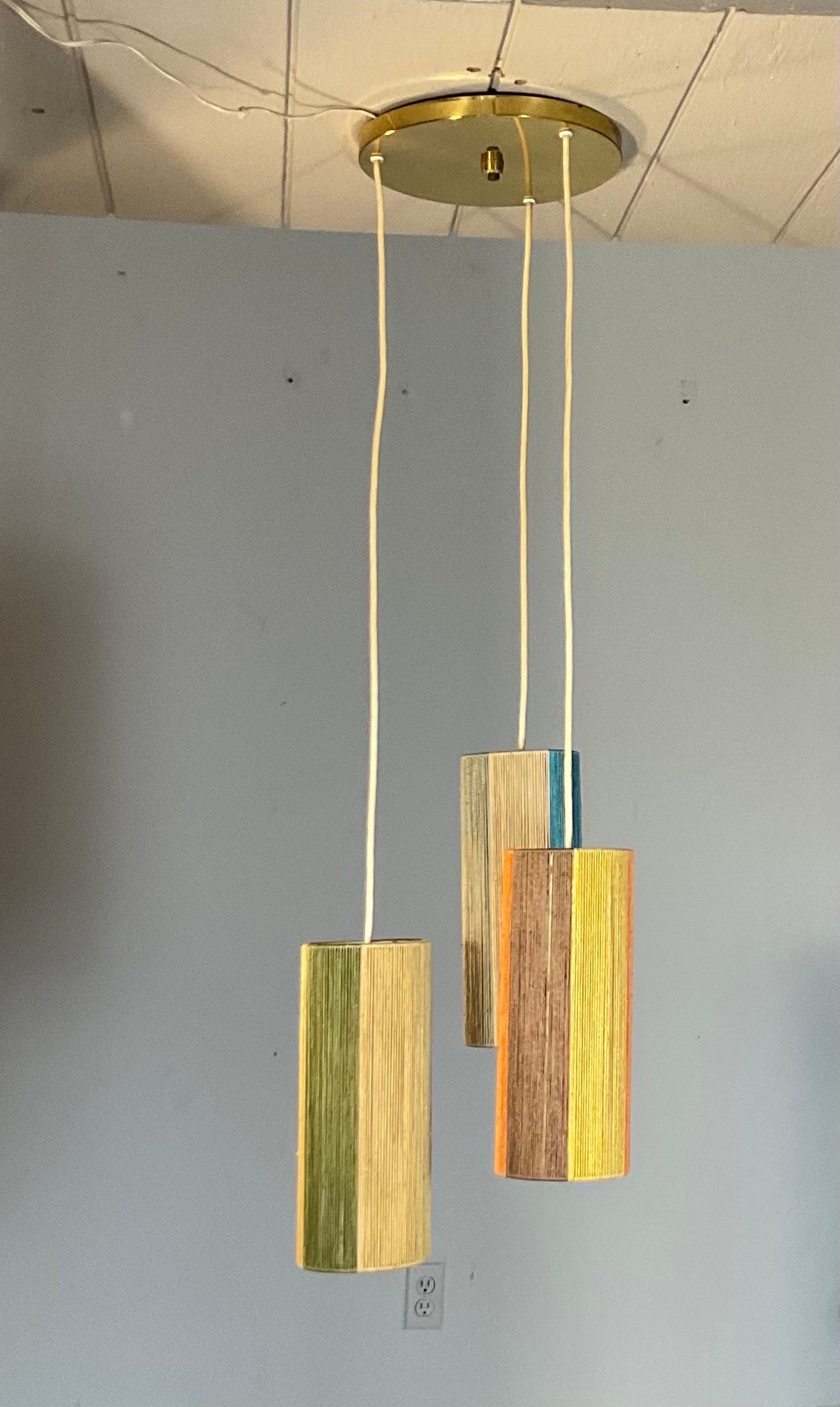 Vintage 50s 60s Mid-century Triple, Multiple Color Yarn String Shades ...