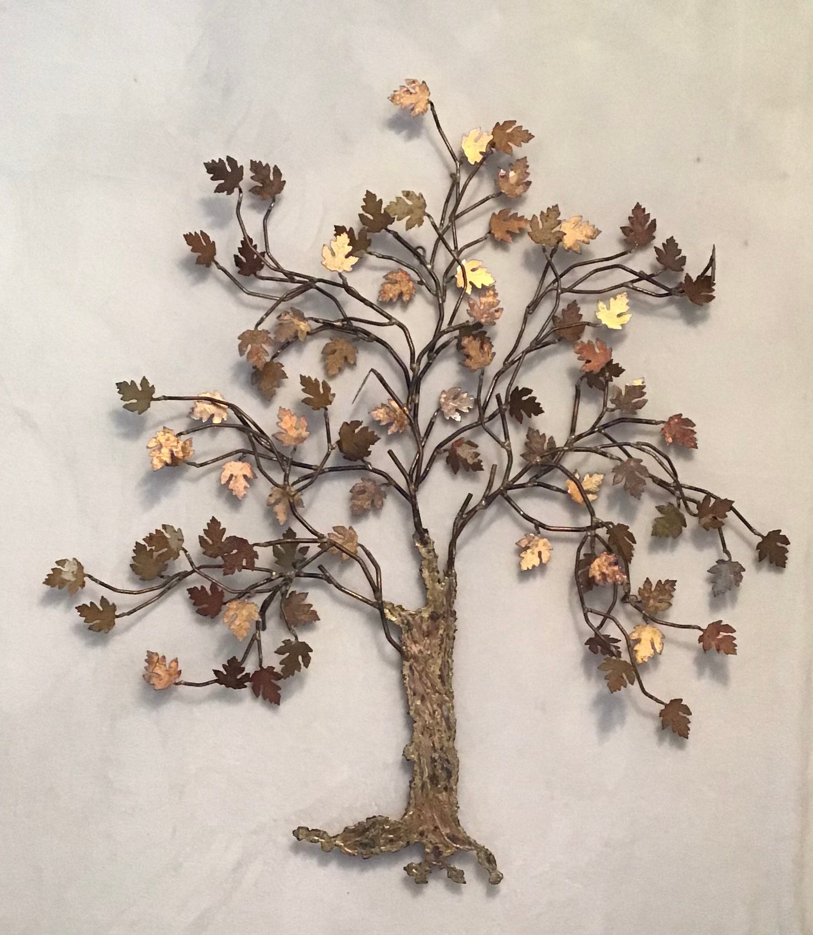 Mid Century Modern Substantial Brass Tree Metal Art Sculpture in the ...