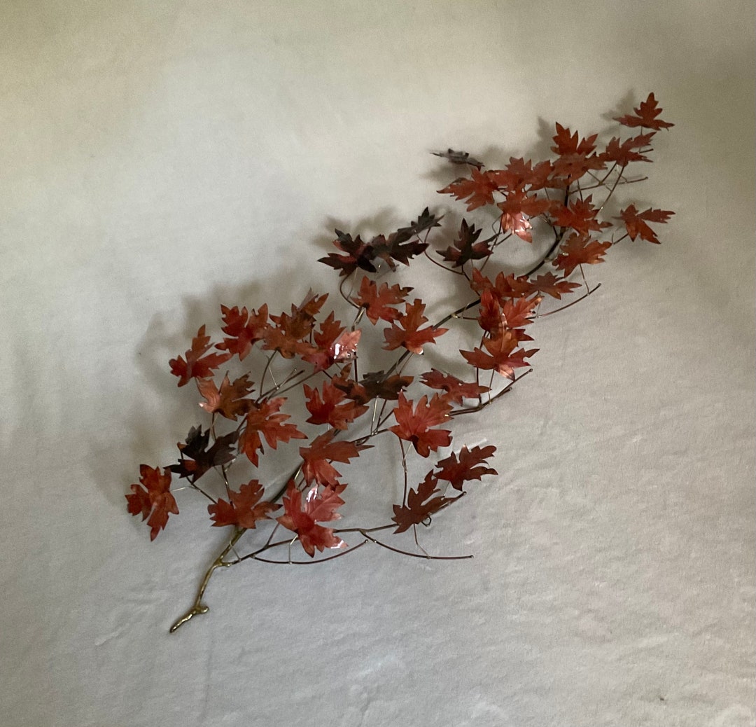 Vintage Copper Maple Leaf Wall Sculpture Artist Signed Mid-century ...