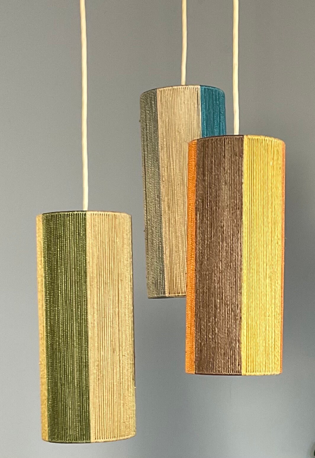 Vintage 50s 60s Mid-century Triple, Multiple Color Yarn String Shades ...